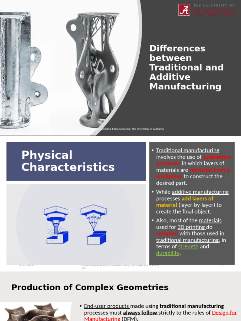 M1.2 Differences Traditional Additive Manufacturing | PDF | 3 D ...