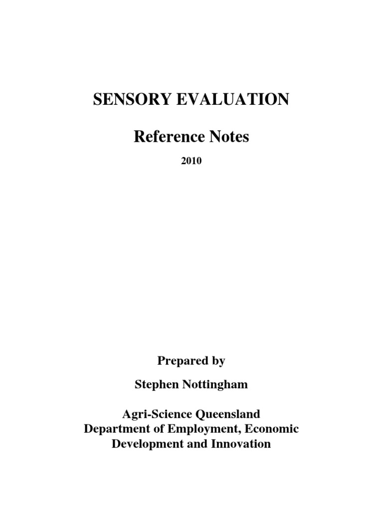 Sensory Evaluation Notes 2010 | Taste | Odor