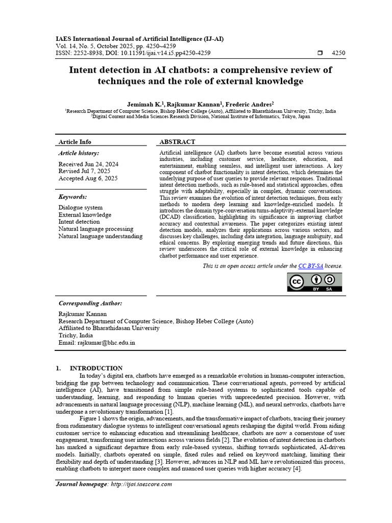 Intent detection in AI chatbots: a comprehensive review of techniques ...