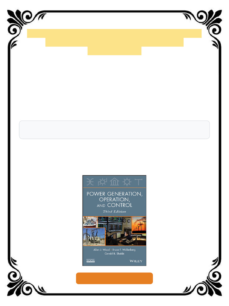 Power Generation Operation and Control 3rd Edition Allen J. Wood Ebook ...