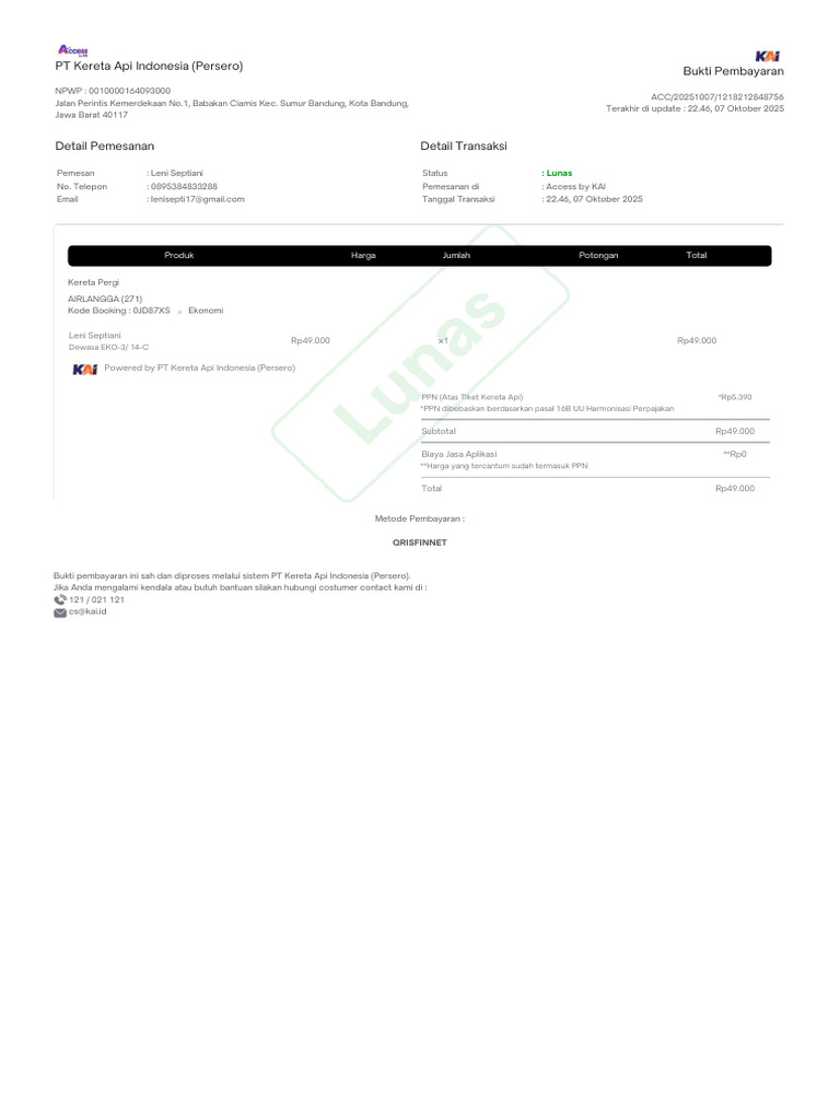 Invoice Detail Perjalanan | PDF