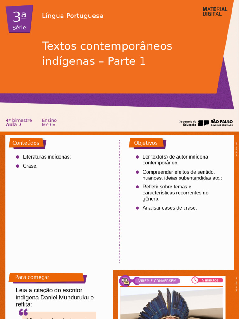 3B Aula 7 - Textos Contemporâneos Indígenas - Parte 1 | PDF | Povos ...