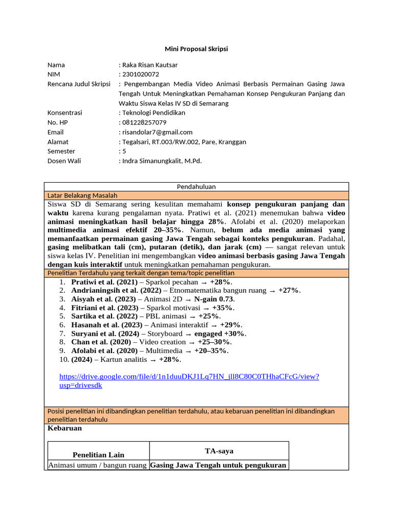 Mini Proposal Skripsi | PDF