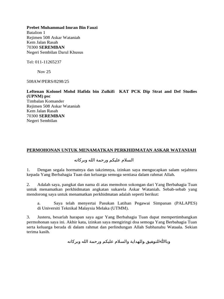 Permohonan Bertulis 6288298 PBT Muhammad Imran Bin Fauzi | PDF
