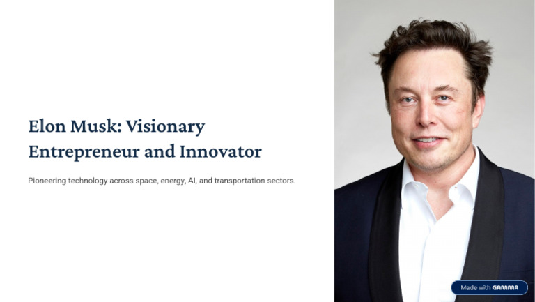 Elon Musk Visionary Entrepreneur and Innovator | PDF