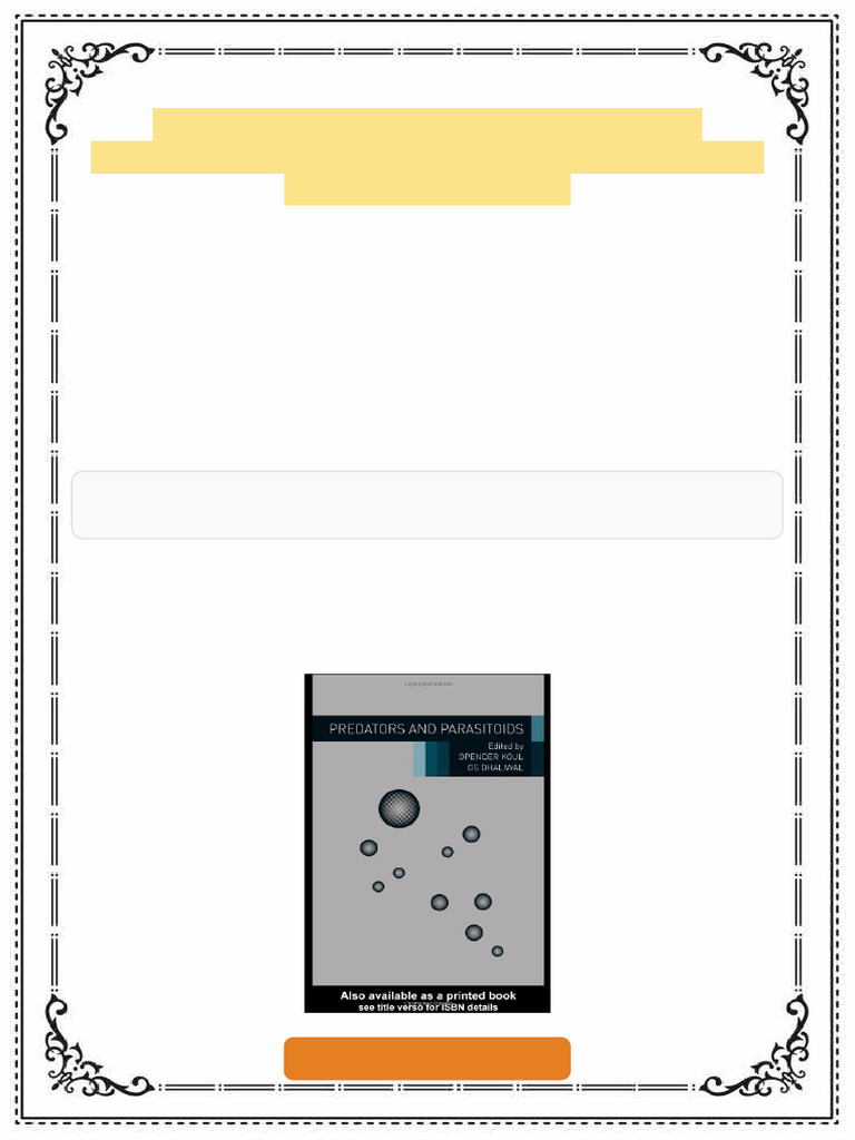 Predators Parasitoids 1st Edition Edited by Opender Koul and G.S. Dhaliwal Ebook Preview Ebook ...