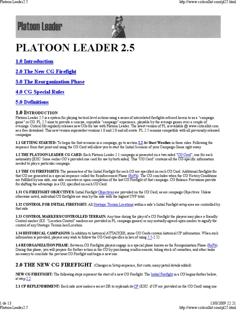 Platoon Leader 25 | Infantry | Reconnaissance