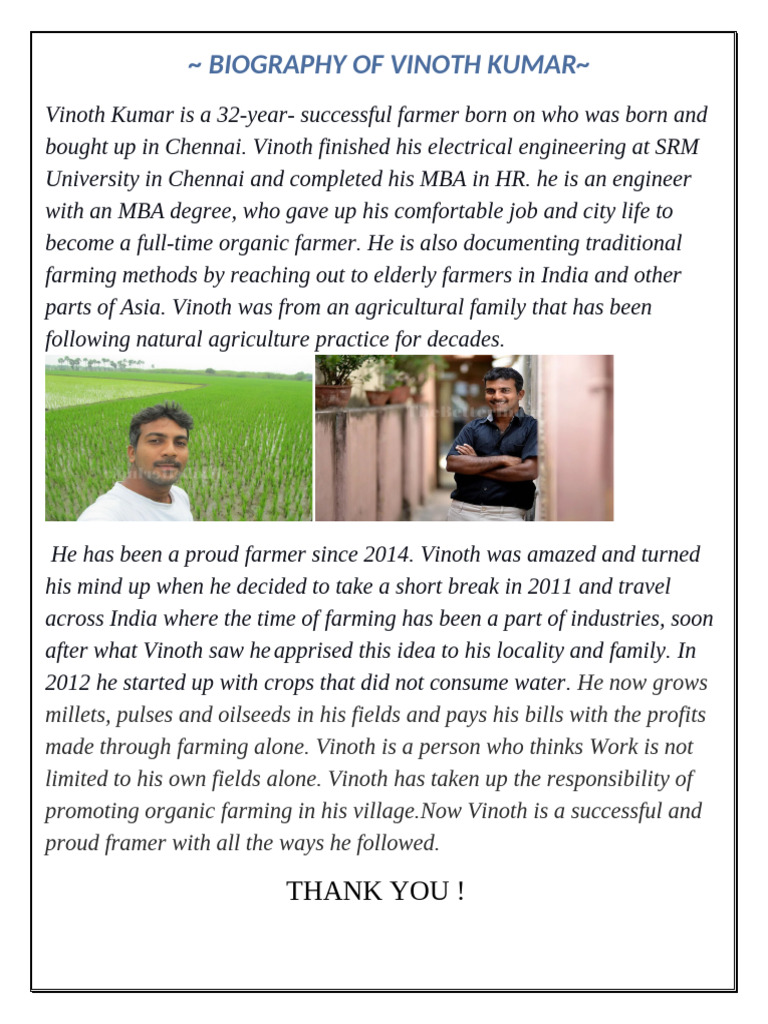 Biography of Vinoth Kumar | PDF
