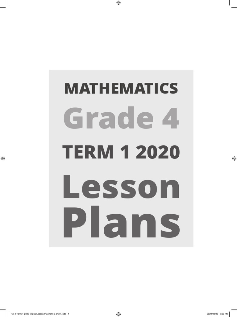 GR 4 Term 1 2020 Tmu Maths Lesson Plan Units 3 4 | PDF | Rounding ...