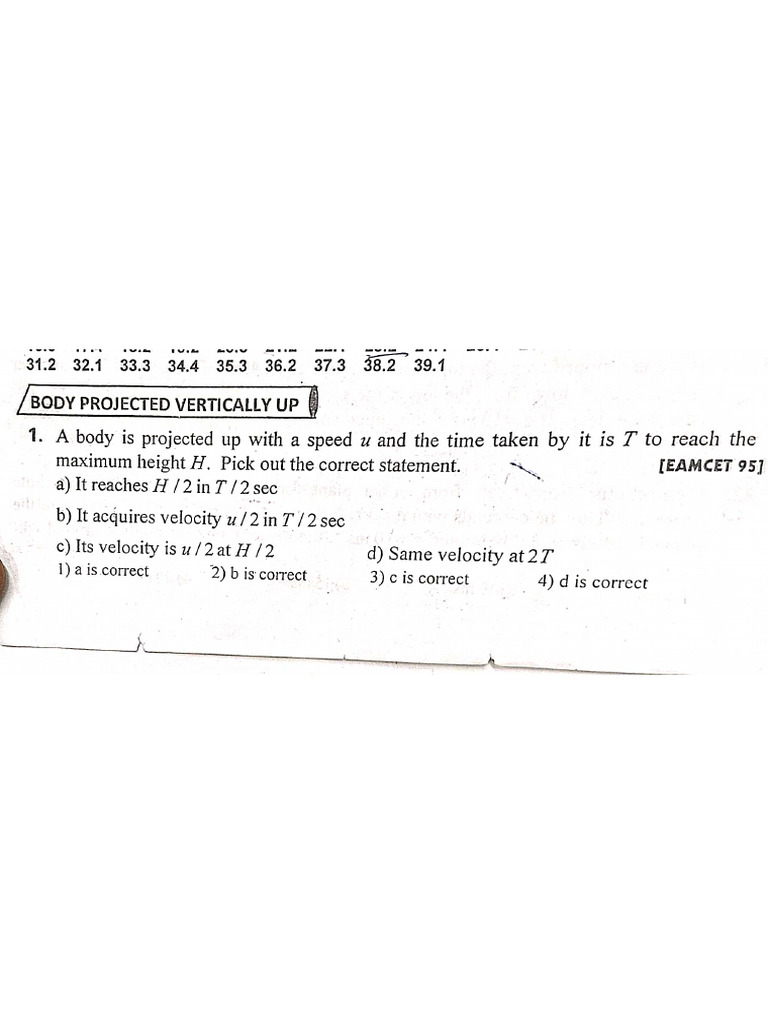Vertical Projected Body Practice Questions | PDF