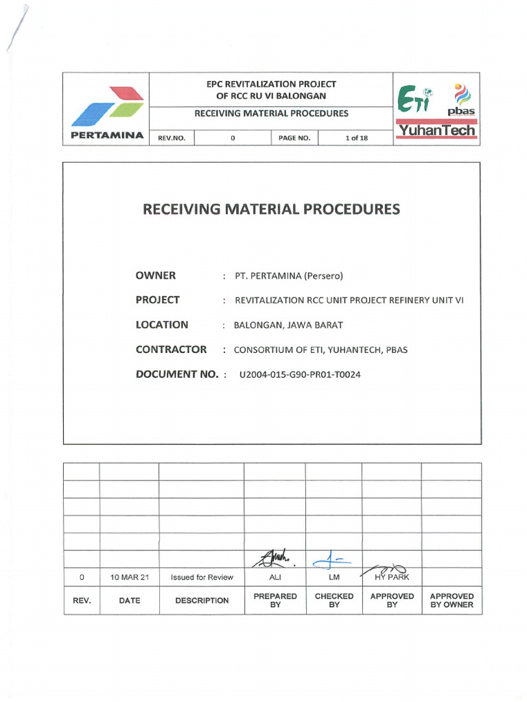 Receiving Material Procedure | PDF