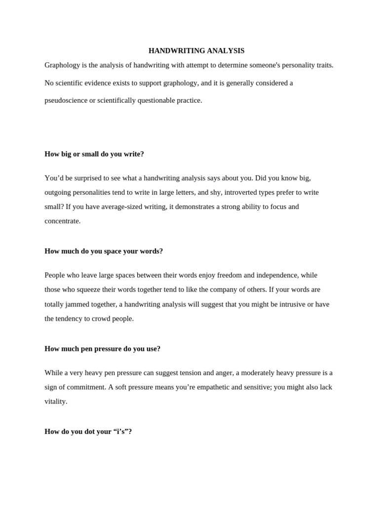 Handwriting Analysis: Personality Insights | PDF | Graphology | Psychology