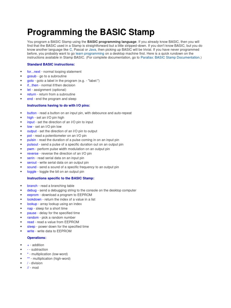 Programming The BASIC Stamp | PDF | Pic Microcontroller | Microcontroller