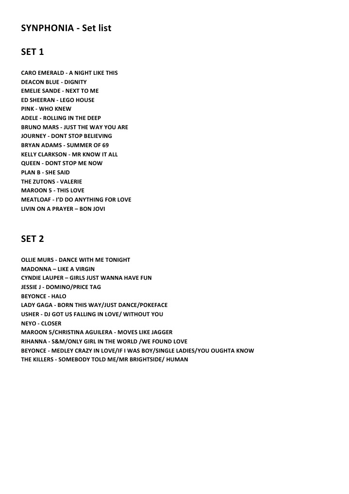 Band Set List II | PDF