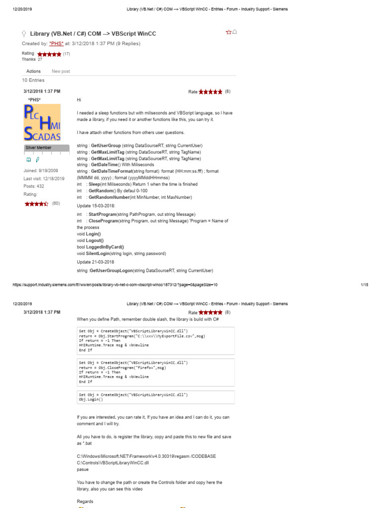 Library (VB - Net - C#) COM VBScript WinCC | PDF | Component Object Model | C Sharp (Programming ...