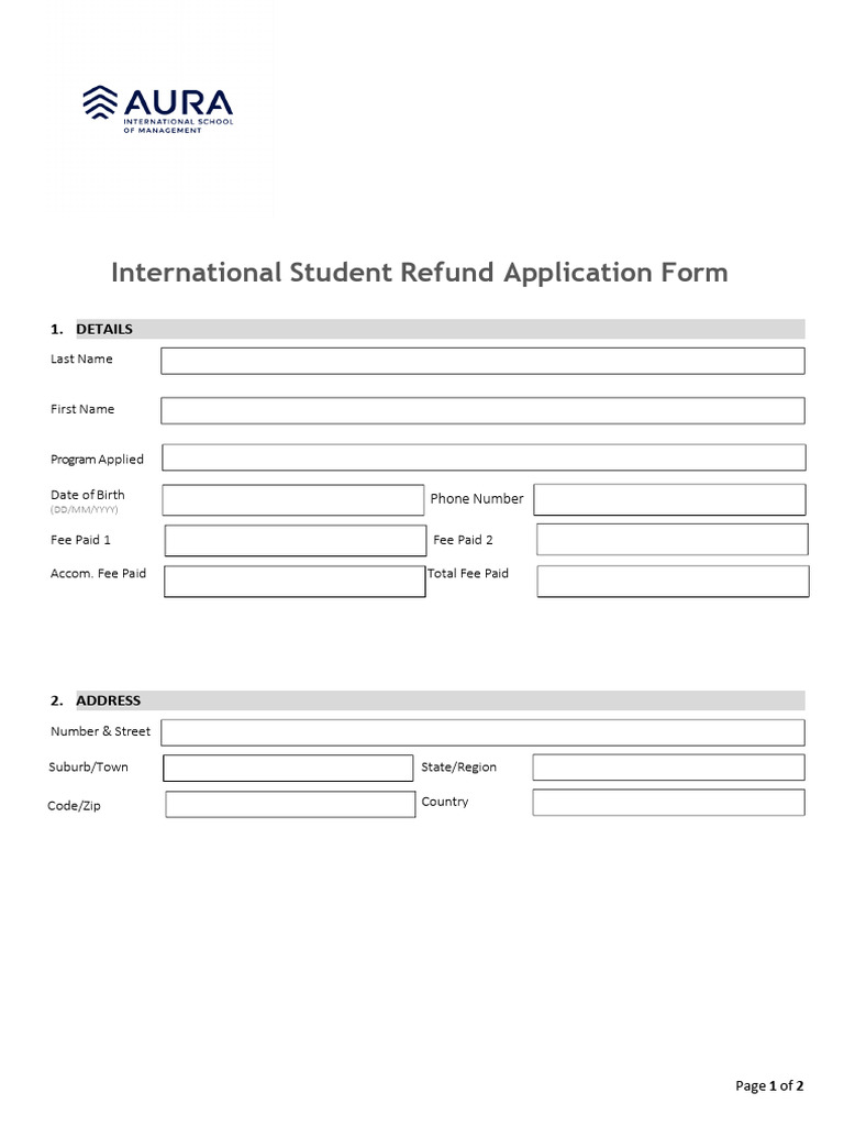 International Refund Form | PDF