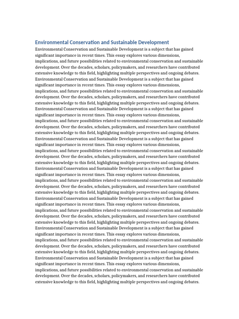 Essay 2 Environmental Conservation and Sustainable Development | PDF ...