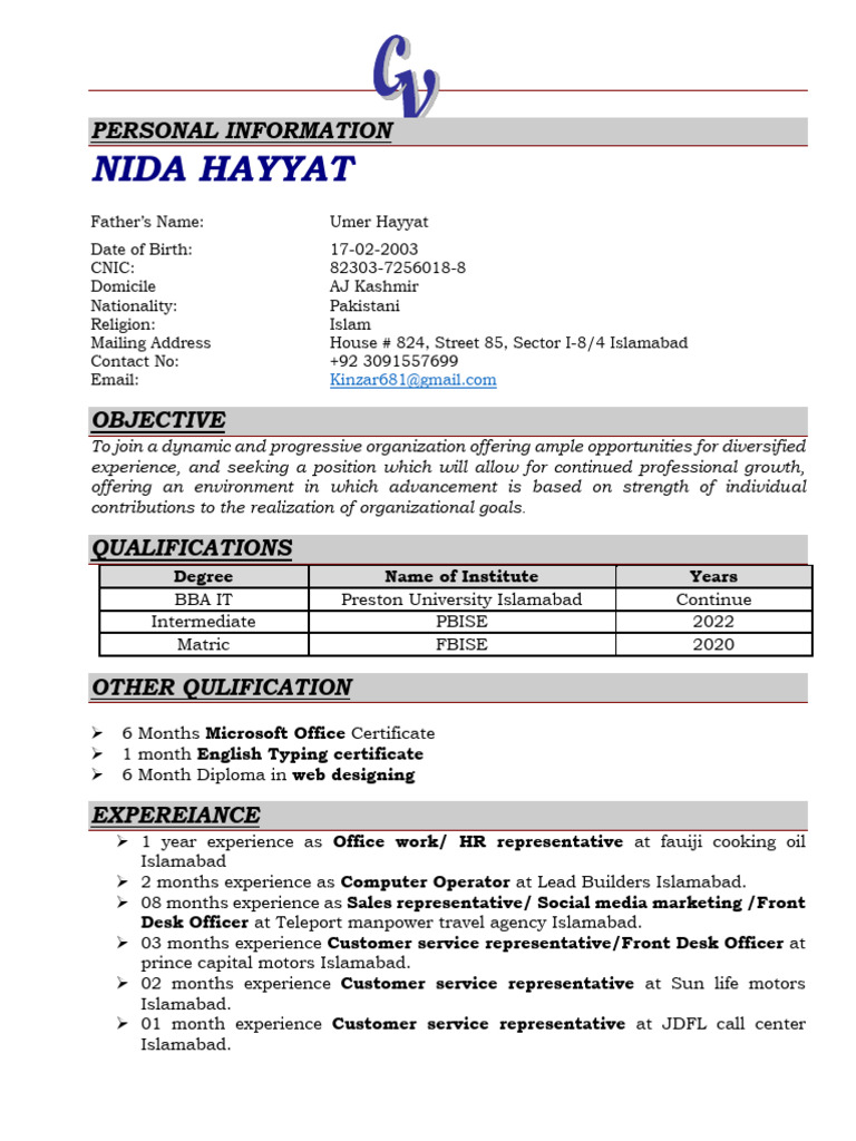nida CV | PDF