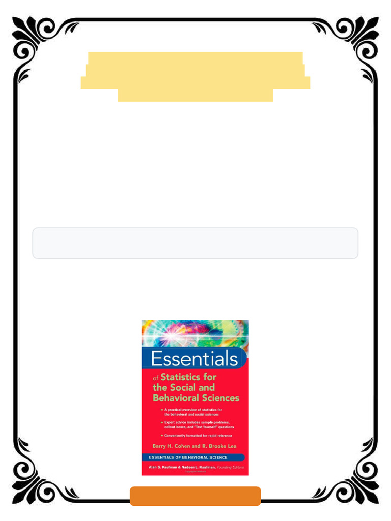 Essentials of Statistics For The Social and Behavioral Sciences ...