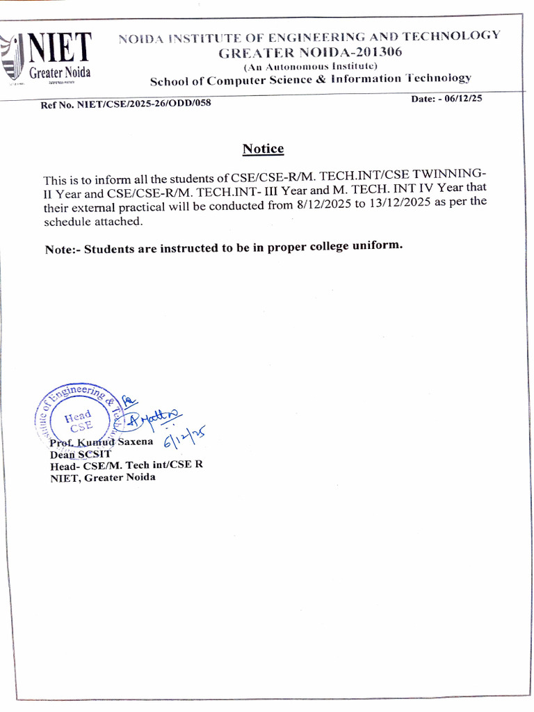 External Practical Notice With Schedule 2nd Year | PDF | Computing ...