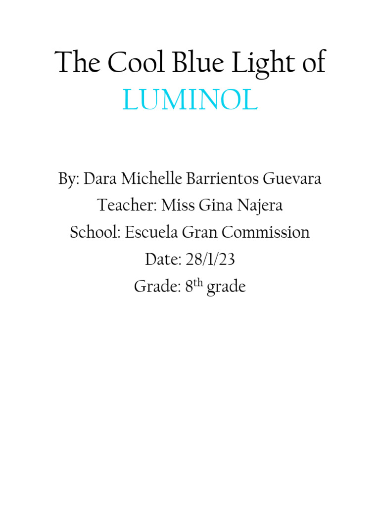 The Cool Blue Light of LUMINOL | PDF