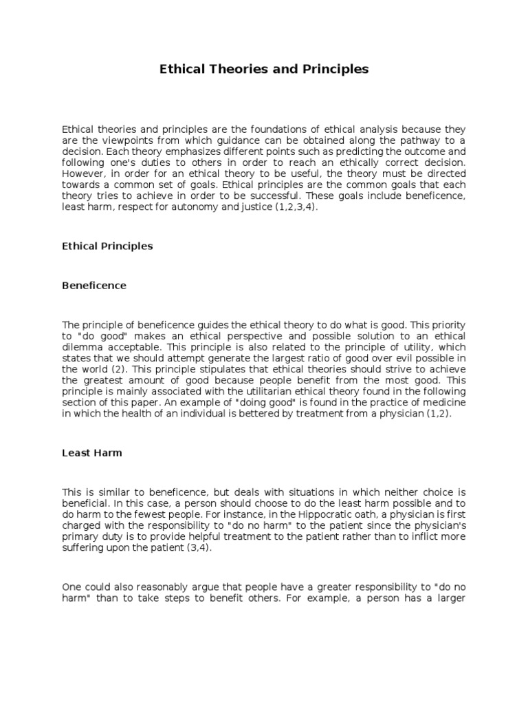 Ethical Theories and Principles | PDF | Utilitarianism | Autonomy