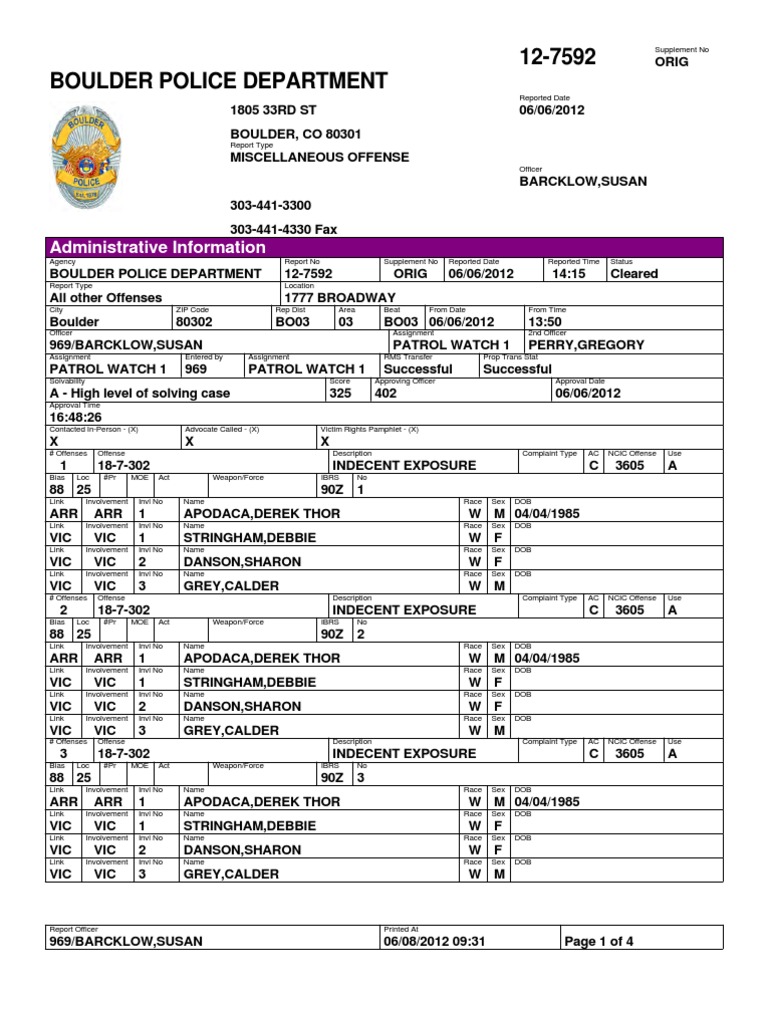 Derek Thor Apodaca Police Report | PDF | Criminal Justice | Crime ...