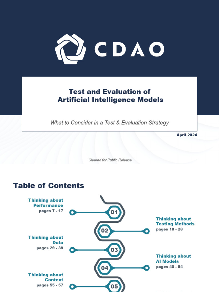 Test and Evaluation of Artificial Intelligence Models Framework | PDF ...