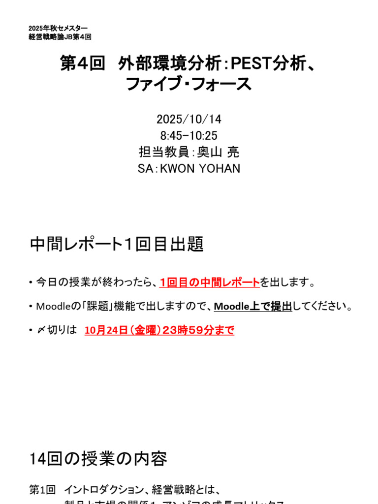 Week04【公開用】第4回 外部環境分析：PEST分析、ファイブ・フォース | PDF