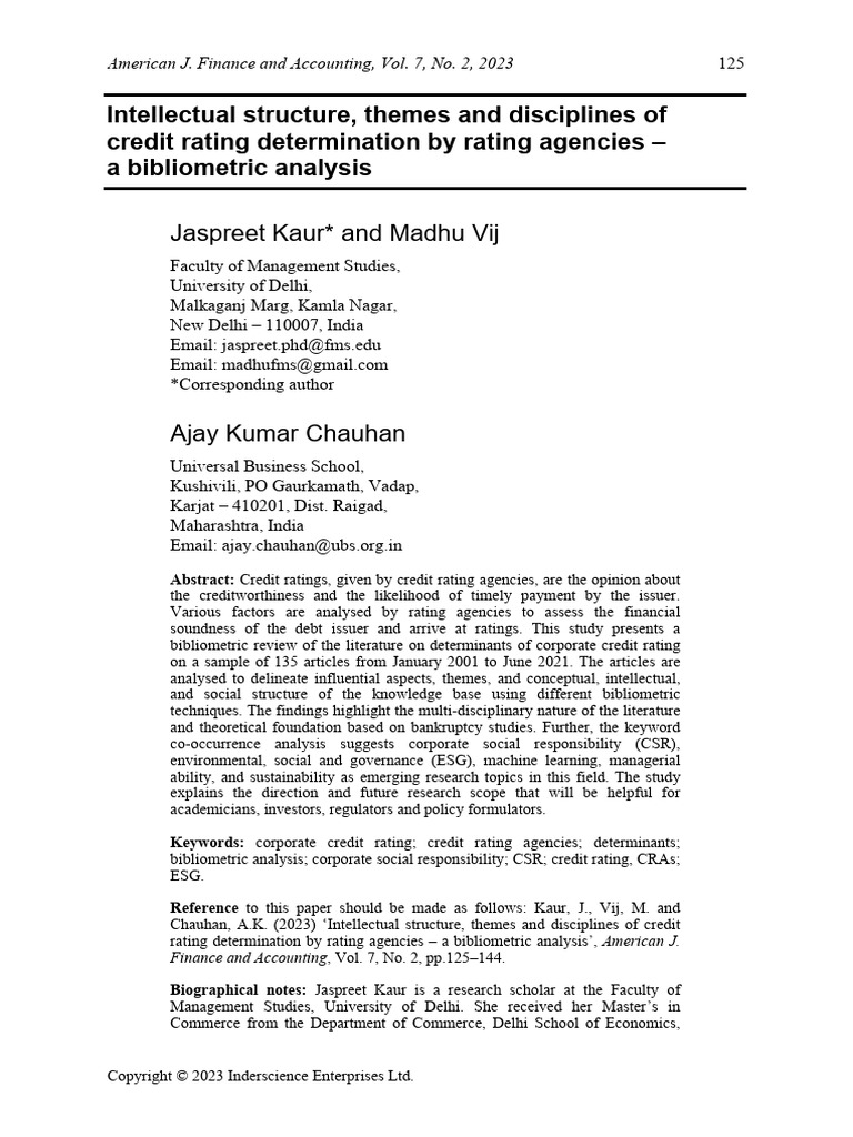 Bibliometric Paper Mdflasf | PDF | Credit Rating Agency | Academic Journal