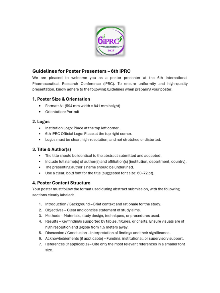 iPRC 6th Poster Presentation Guidelines | PDF | Typefaces | Logos
