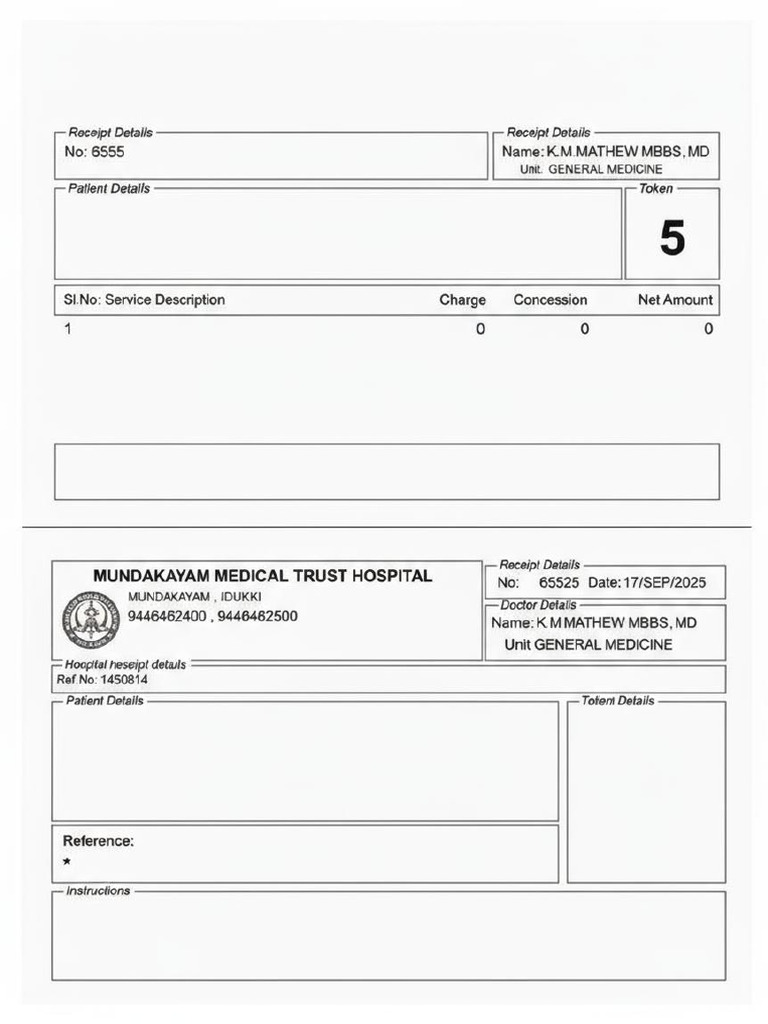 Hospital Receipt A5 | PDF