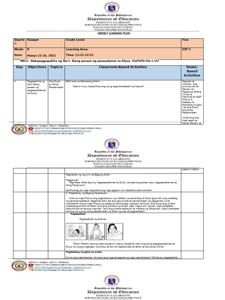 Q4 WLP Esp Week 8 | PDF