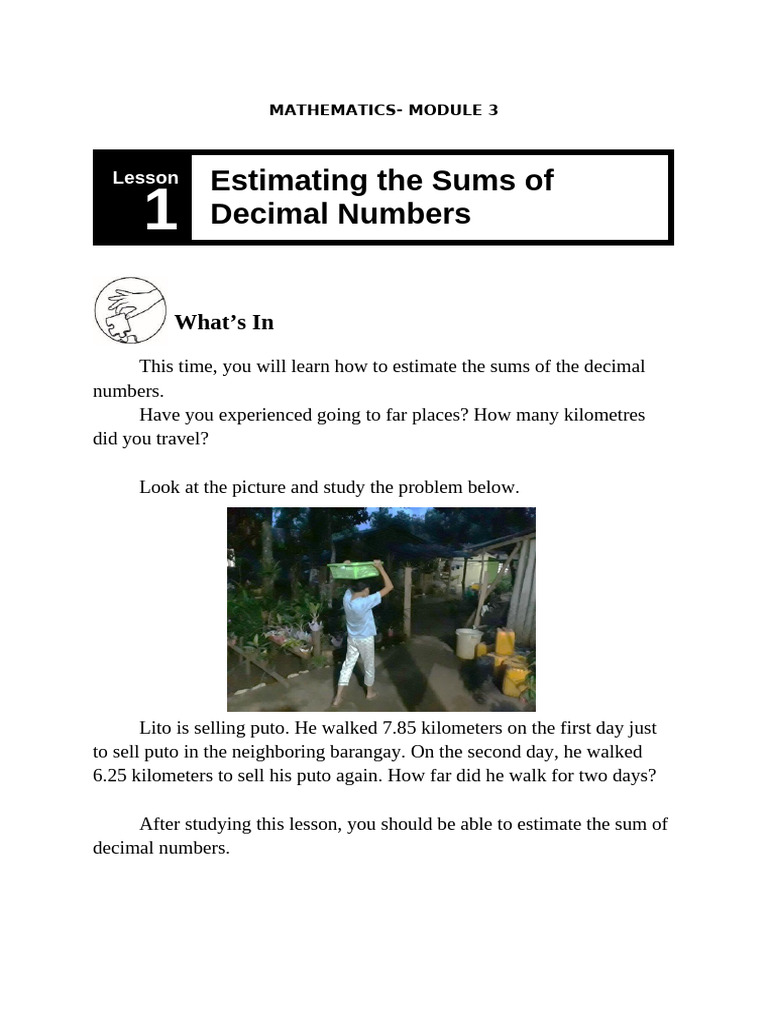 Estimating Sums of Decimal Numbers | PDF | Numbers | Mathematics