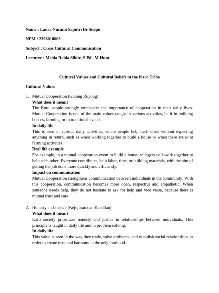 Karo Tribe Cultural Values and Beliefs | PDF | Veneration Of The Dead ...