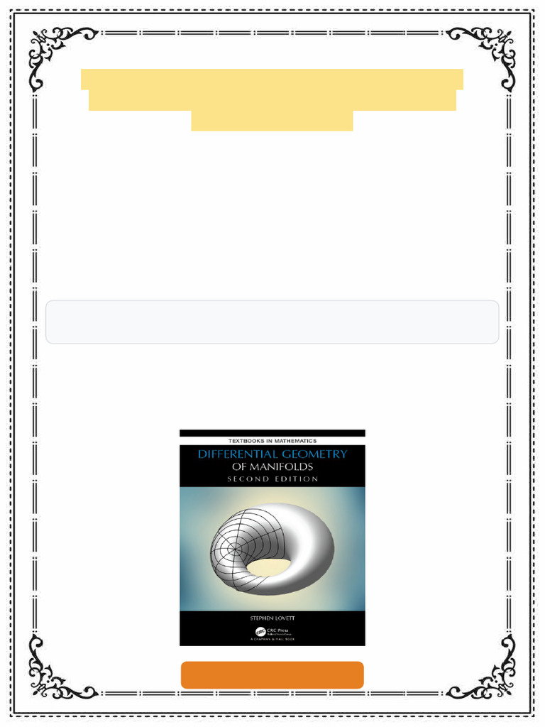 Differential geometry of manifolds Second Edition Lovett Stephen T ...