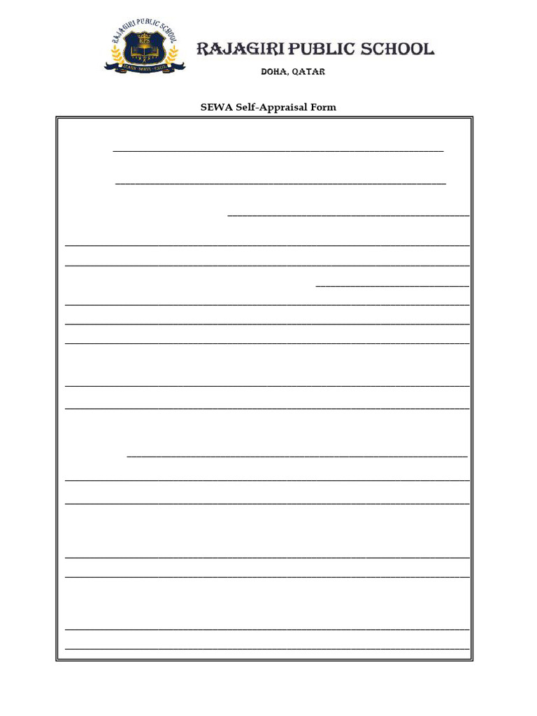 SEWA Self Apraisal Form(to Be Filled by Students) | PDF