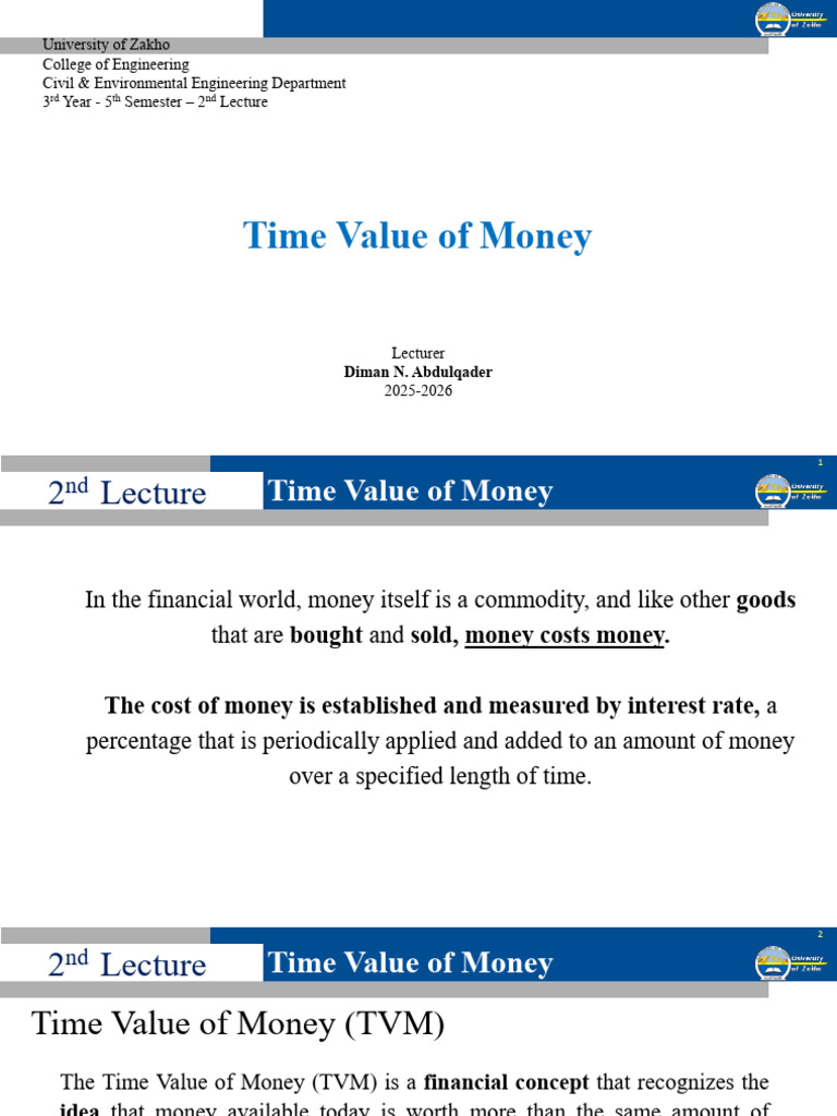 Lecture 2 - Time Value of Money | PDF | Interest | Time Value Of Money