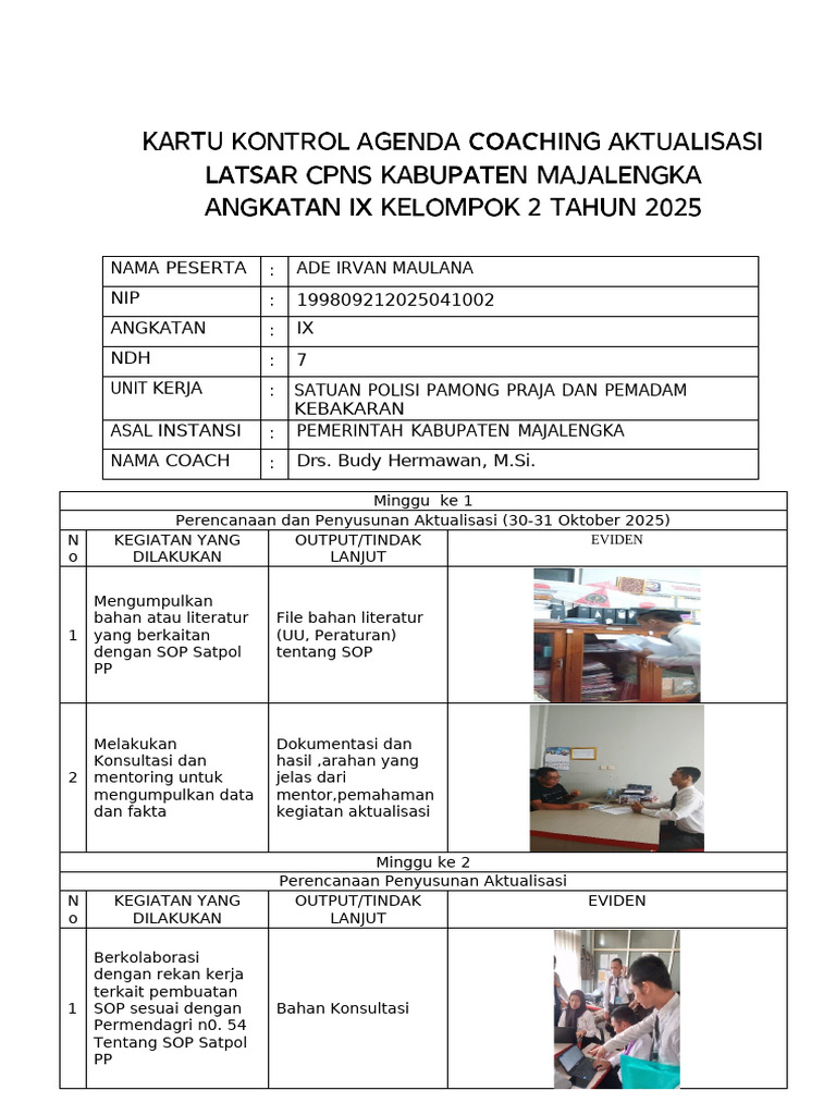 Kartu Kontrol Ade Irvan Maulana | PDF