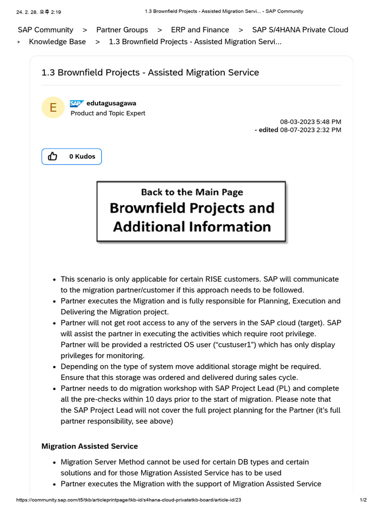 1.3 Brownfield Projects - Assisted Migration Servi... - SAP Community ...