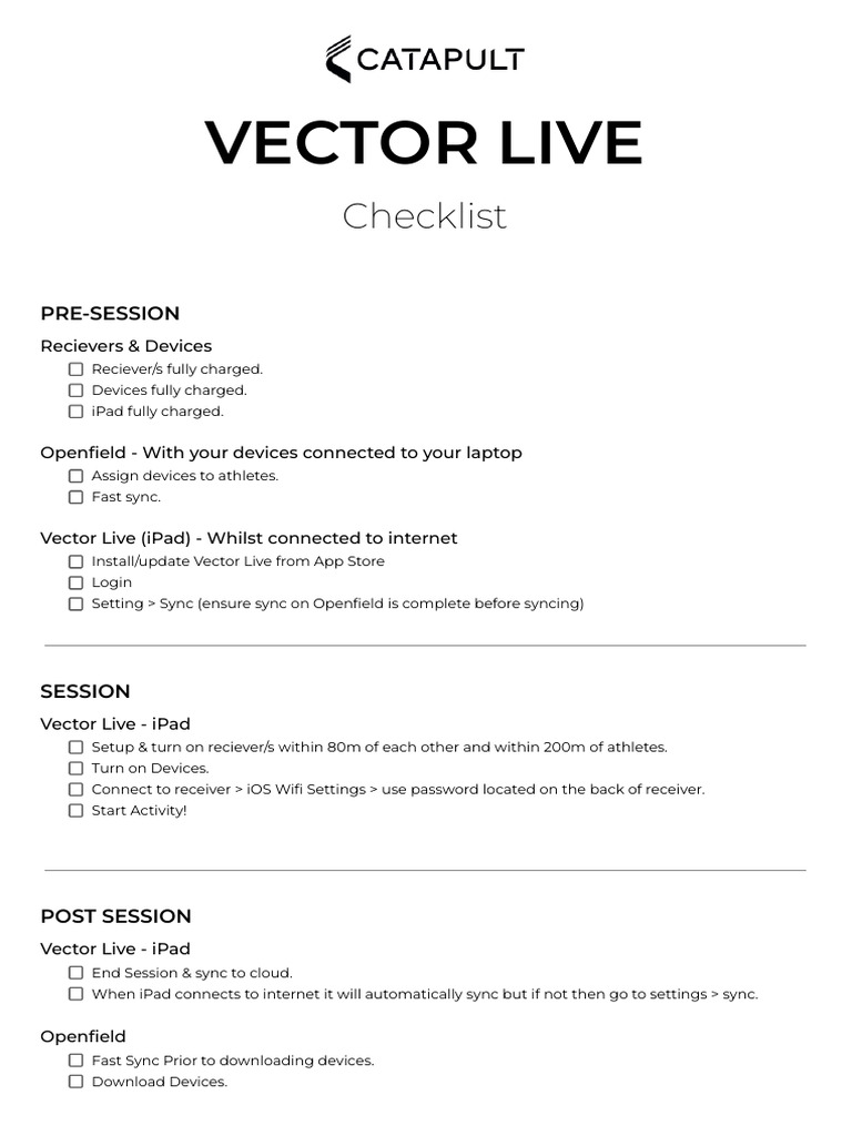Vector Live - Checklist | PDF