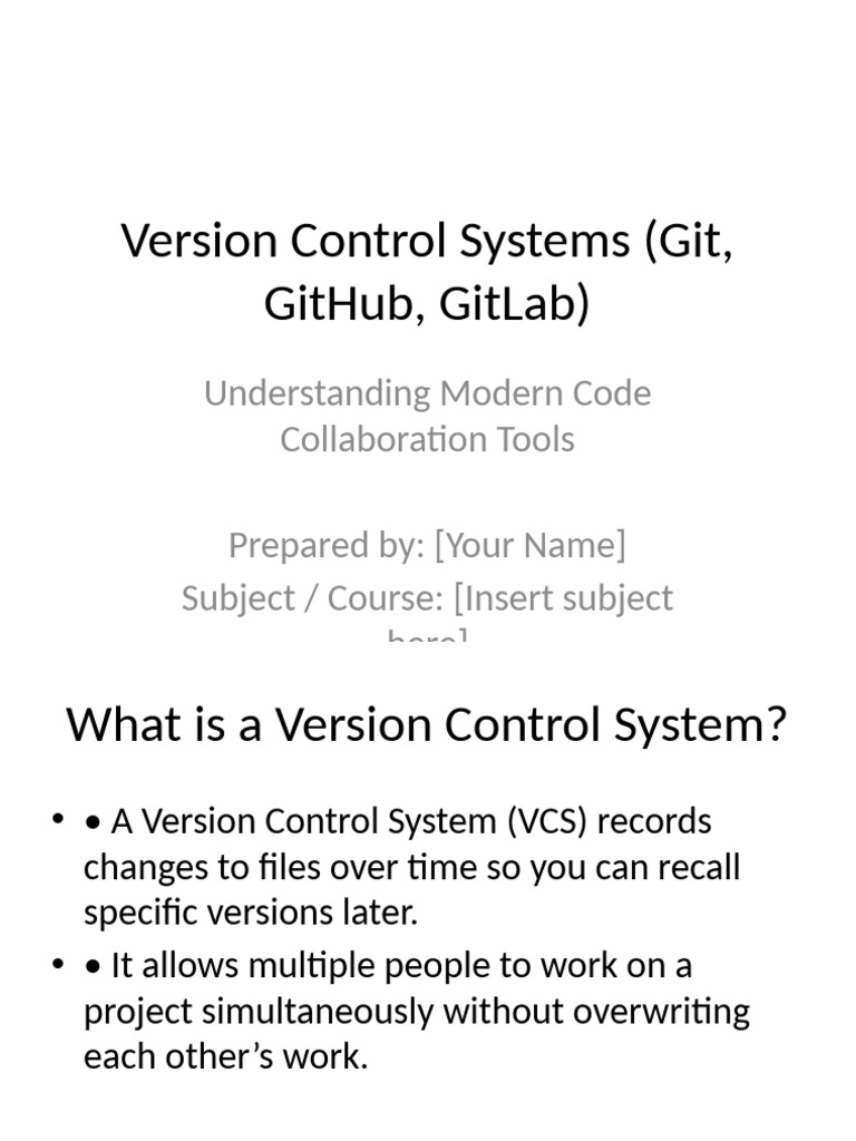 Version Control Systems Presentation | PDF | Version Control | Software ...
