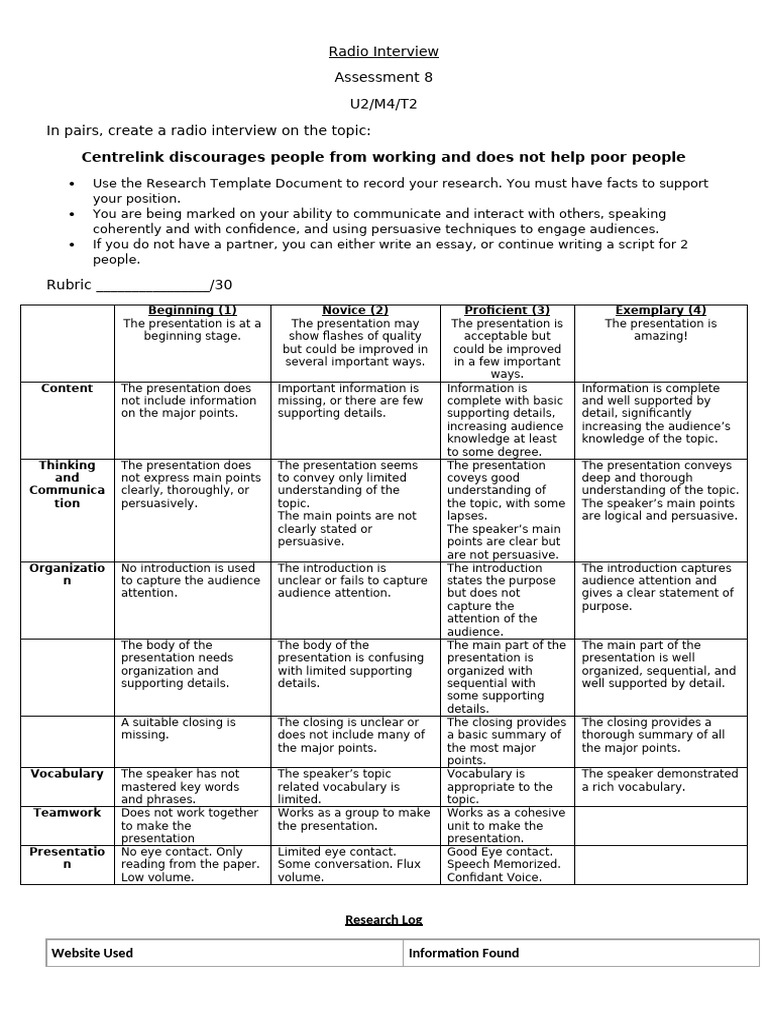 Assessment 8 M4 T2 Radio Interview Personal | PDF | Vocabulary ...