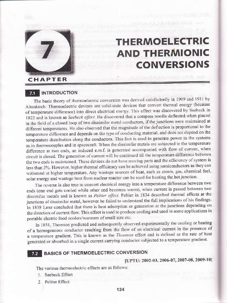 Book Chapter-7-Thermoelectric and Thermionic Conversions | PDF | Energy ...
