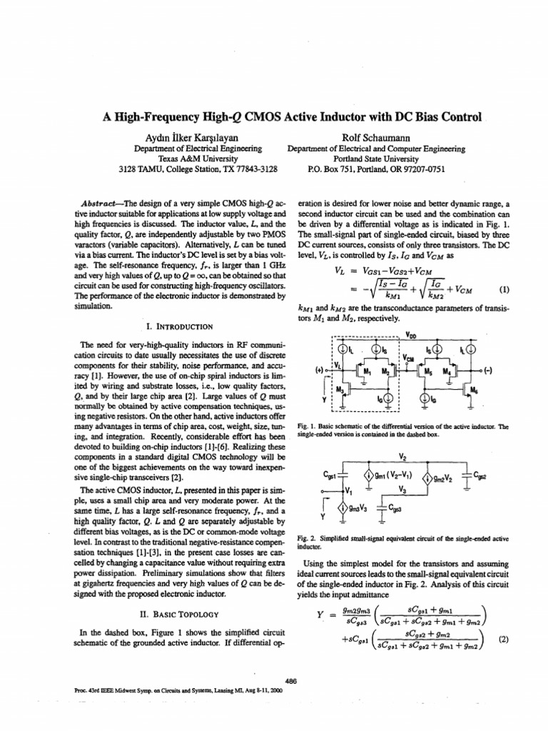 A High-Frequency High-Q CMOS Active Inductor With DC Bias Control | PDF ...
