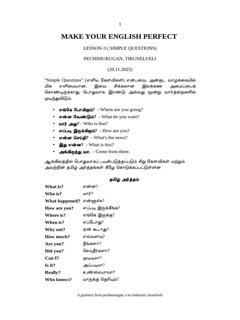 Lesson 3 (Simple Questions) | PDF