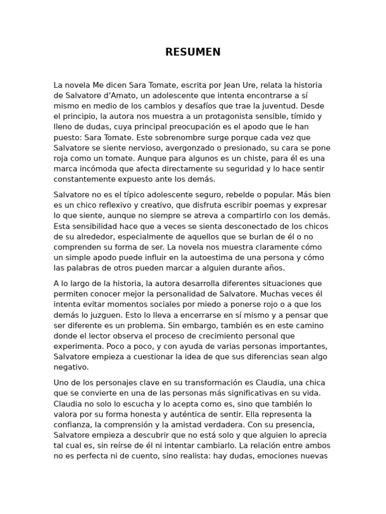 Me Dicen Sara Tomate | PDF | Novelas | Autoestima