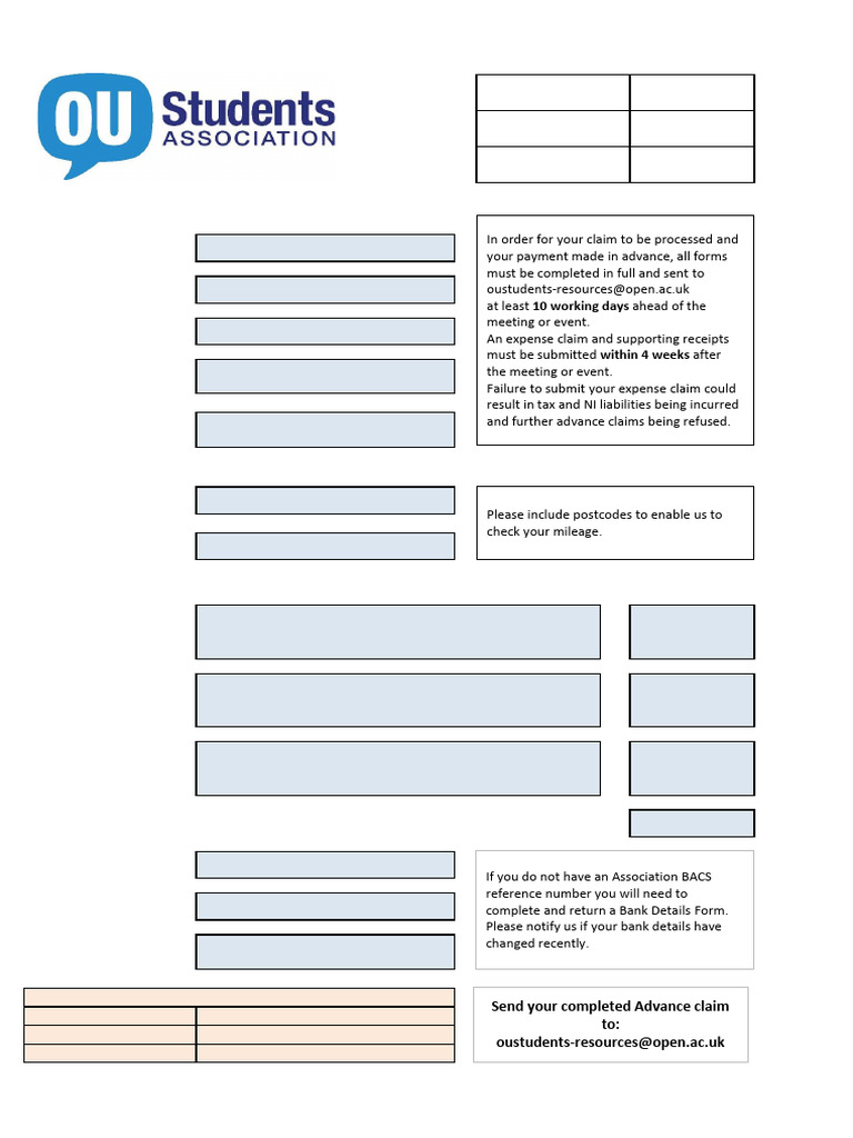 Advance Claim Form for Events | PDF | Payments | Government Finances