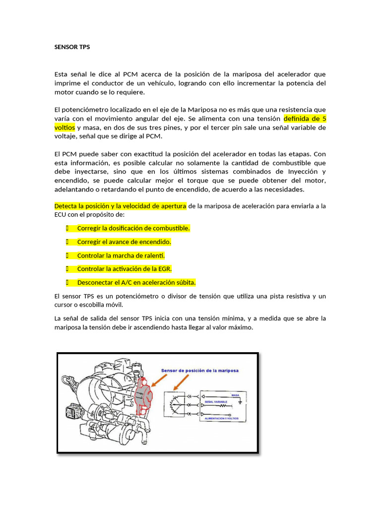 Documento Sensor TPS | PDF | Sensor | voltaje