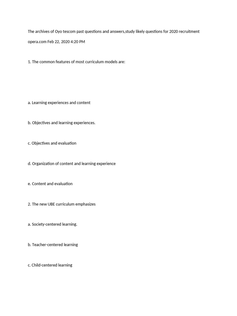 An Extract of Tescom PST Questions | PDF